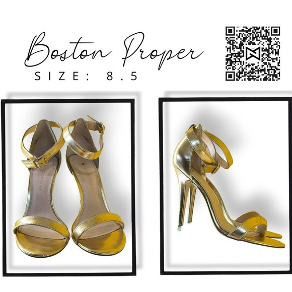 Boston Proper | Shoes | Boston Proper Rabia 85 Gold Ankle Strappy 4 ...
